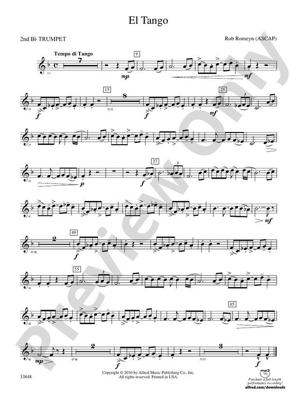El Tango: 2nd B-flat Trumpet: 2nd B-flat Trumpet Part - Digital Sheet ...