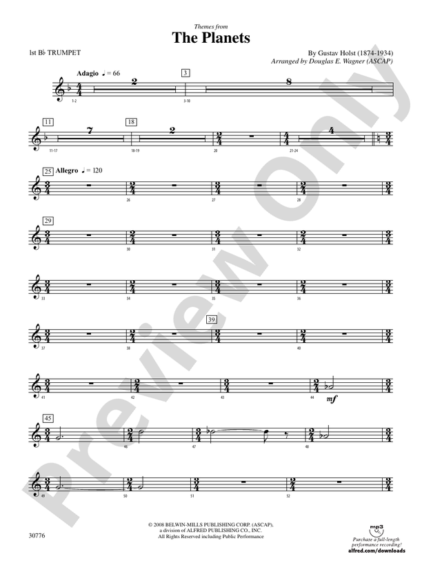 The Planets: 1st B-flat Trumpet: 1st B-flat Trumpet Part - Digital ...