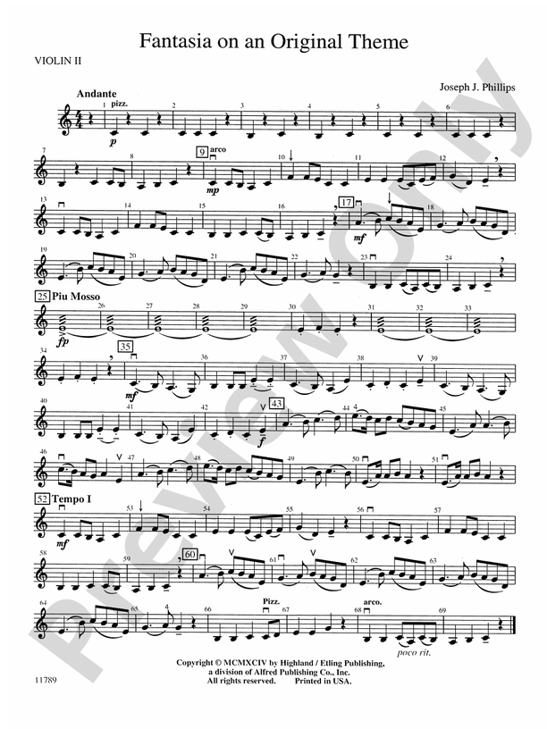 Fantasia on an Original Theme: 2nd Violin: 2nd Violin Part - Digital Sheet Music Download