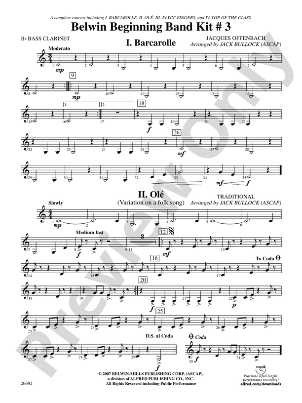 Belwin Beginning Band Kit #3: B-flat Bass Clarinet: B-flat Bass ...