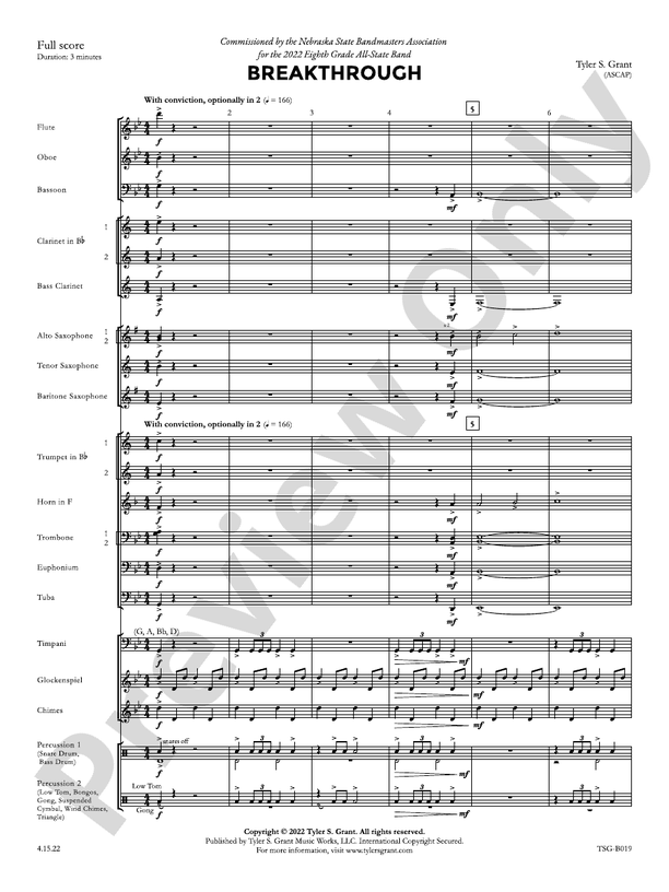 Breakthrough: Concert Band Conductor Score & Parts: Tyler S. Grant ...