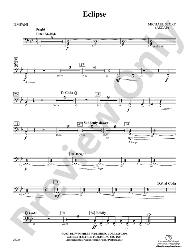 Eclipse: Timpani: Timpani Part - Digital Sheet Music Download