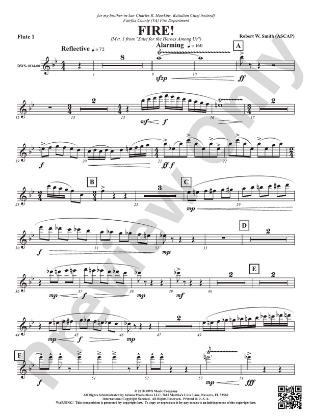 Fire! - Mvt. 1 from Suite for the Heroes Among Us: 1st Flute: 1st Flute ...
