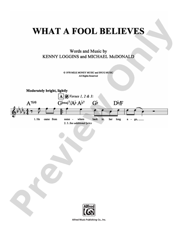What a Fool Believes: Lead Sheet: Kenny Loggins - Digital Sheet Music ...