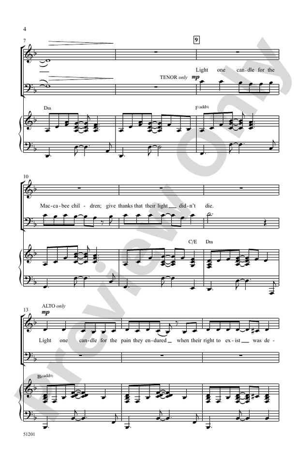 Light One Candle: SATB Choral Octavo: Peter Yarrow - Digital Sheet ...