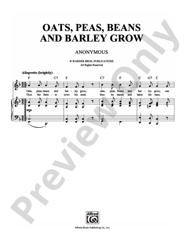 Oats, Peas, Beans and Barley Grow: Piano/Vocal/Chords: Anonymous ...