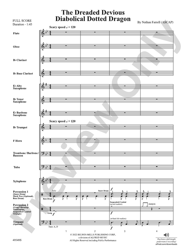 The Dreaded Devious Diabolical Dotted Dragon: Score: Concert Band Score ...