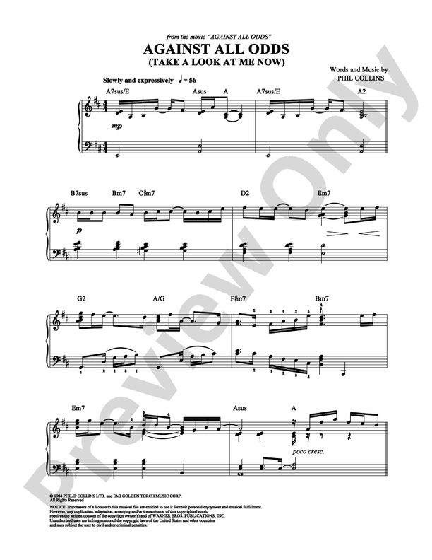 Against All Odds: Piano: Phil Collins - Digital Sheet Music Download Against All Odds: Piano: Phil Collins - Digital Sheet Music Download