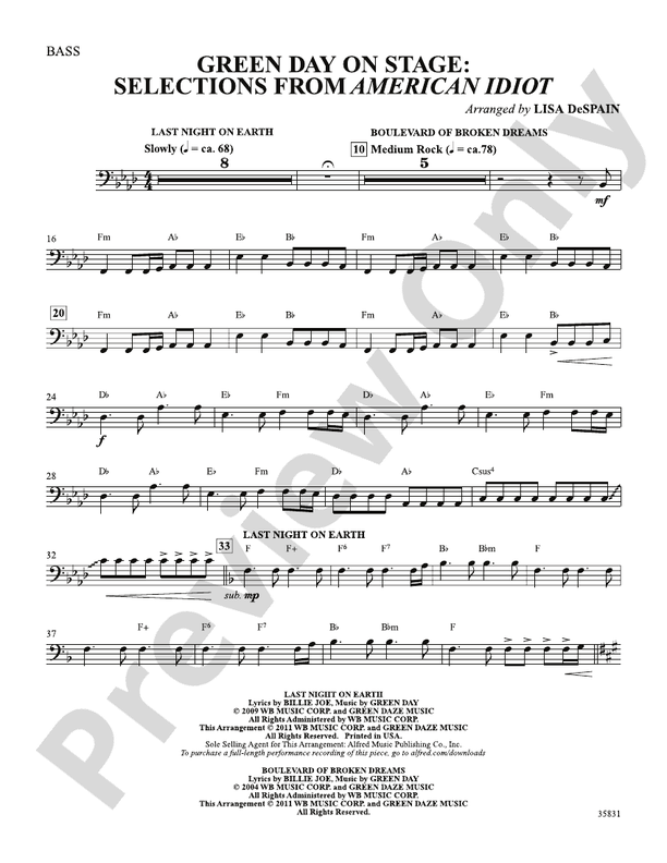 Green Day on Stage: Selections from American Idiot: String Bass: String ...