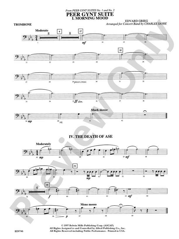 Peer Gynt Suite: 1st Trombone: 1st Trombone Part - Digital Sheet Music ...