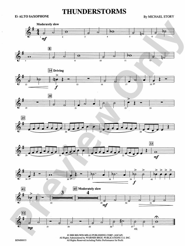 Thunderstorms: E-flat Alto Saxophone: E-flat Alto Saxophone Part - Digital Sheet Music Download