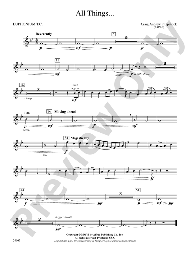 All Things: Baritone T.C.: Baritone T.C. Part - Digital Sheet Music Download