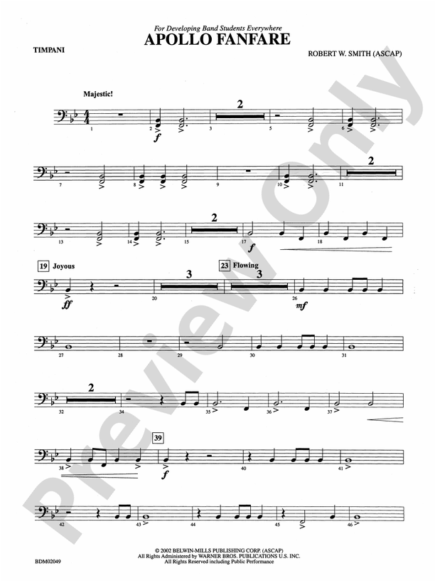 Apollo Fanfare: Timpani: Timpani Part - Digital Sheet Music Download