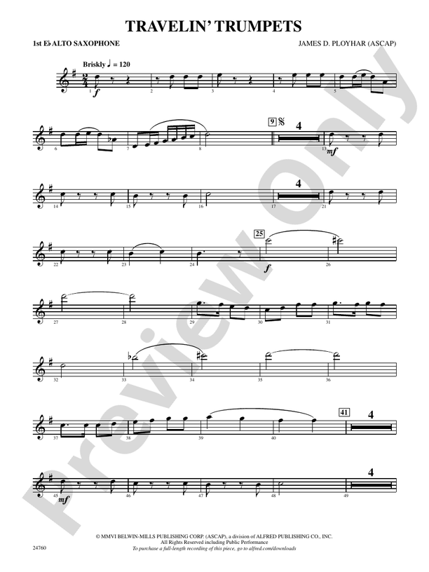 Travelin' Trumpets: E-flat Alto Saxophone: E-flat Alto Saxophone Part ...