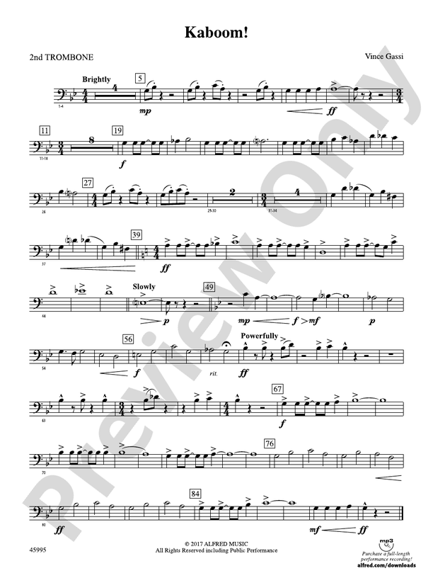 Kaboom!: 2nd Trombone: 2nd Trombone Part - Digital Sheet Music Download