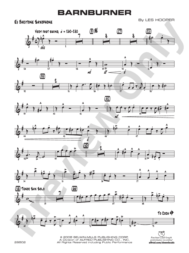 Barnburner: E-flat Baritone Saxophone: E-flat Baritone Saxophone Part - Digital Sheet Music Download