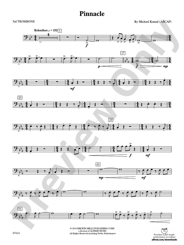 Pinnacle: 3rd Trombone: 3rd Trombone Part - Digital Sheet Music Download