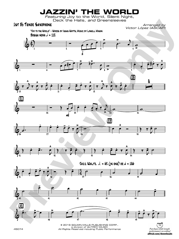 Jazzin The World B Flat Tenor Saxophone B Flat Tenor Saxophone Part