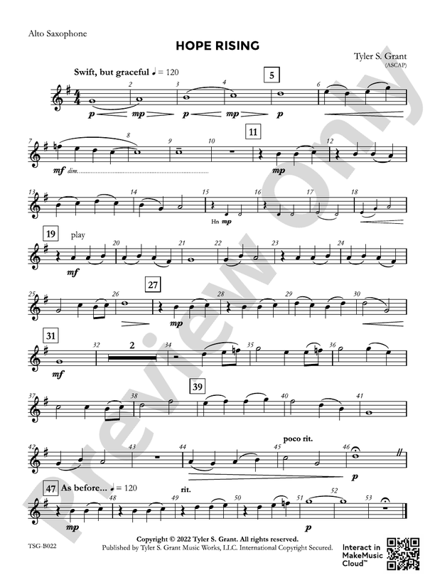 Hope Rising: 1st E-flat Alto Saxophone: 1st E-flat Alto Saxophone Part ...