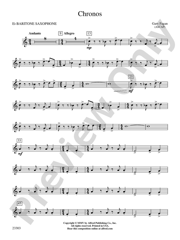 Chronos: E-flat Baritone Saxophone: E-flat Baritone Saxophone Part - Digital Sheet Music Download