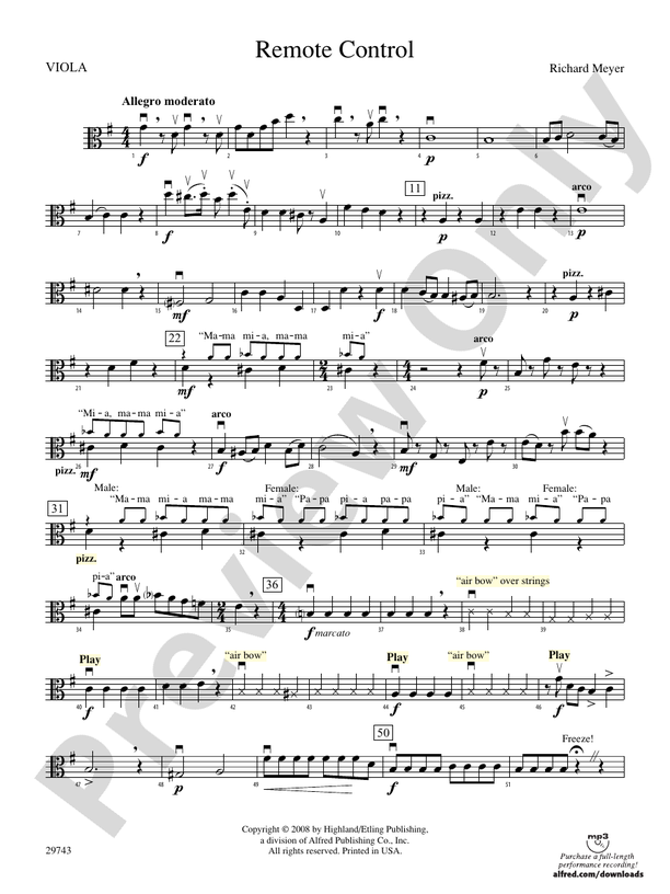 Remote Control: Viola: Viola Part - Digital Sheet Music Download