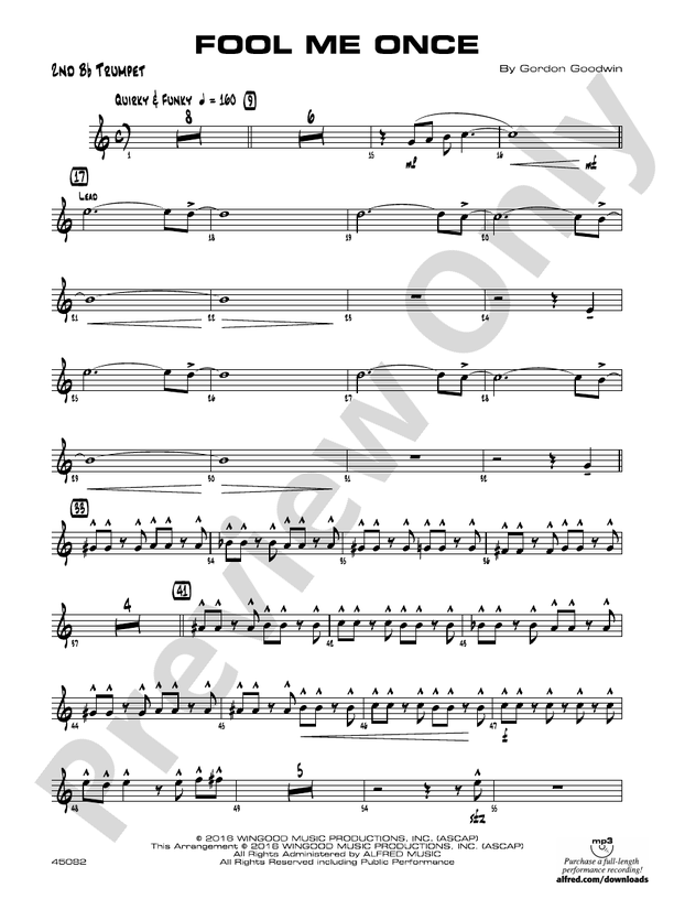 Fool Me Once: 2nd B-flat Trumpet: 2nd B-flat Trumpet Part - Digital ...