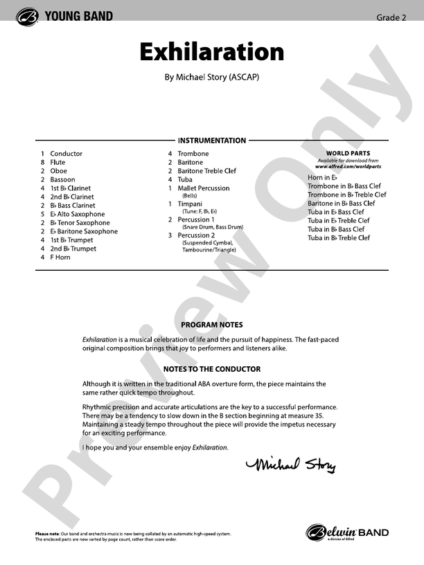 Exhilaration: Score: Concert Band Score - Digital Sheet Music Download