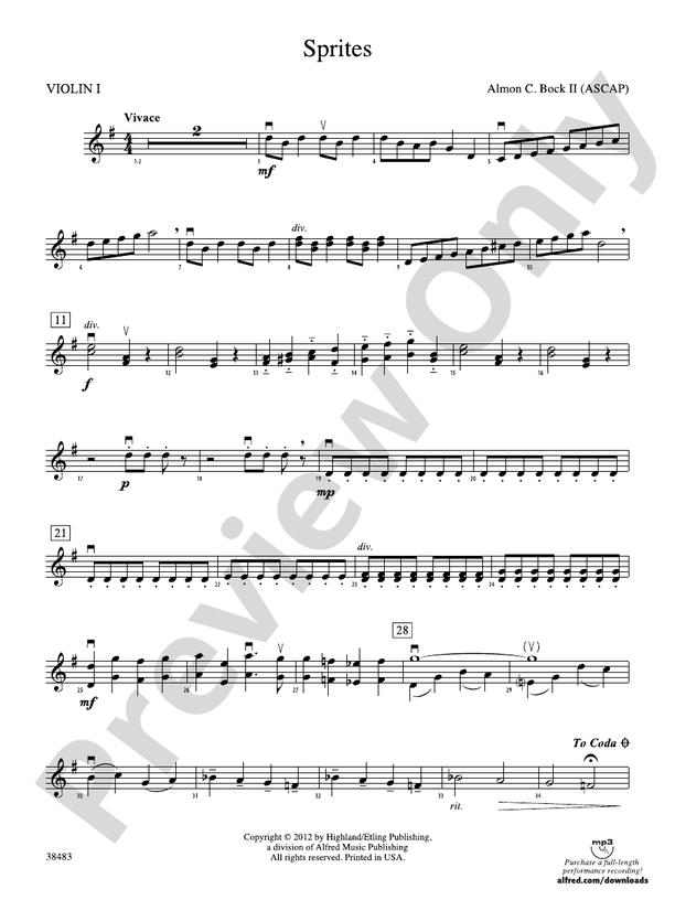 Sprites: 1st Violin: 1st Violin Part - Digital Sheet Music Download
