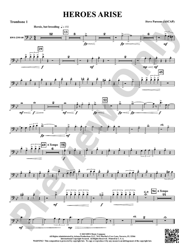Heroes Arise: 1st Trombone: 1st Trombone Part: Steve Parsons - Digital ...