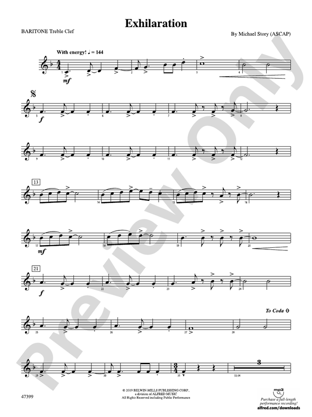 Exhilaration: Baritone T.C.: Baritone T.C. Part - Digital Sheet Music ...