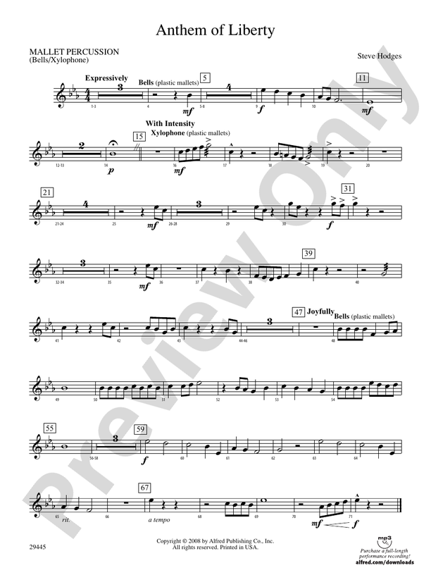 Anthem of Liberty: Mallets: Mallets Part - Digital Sheet Music Download