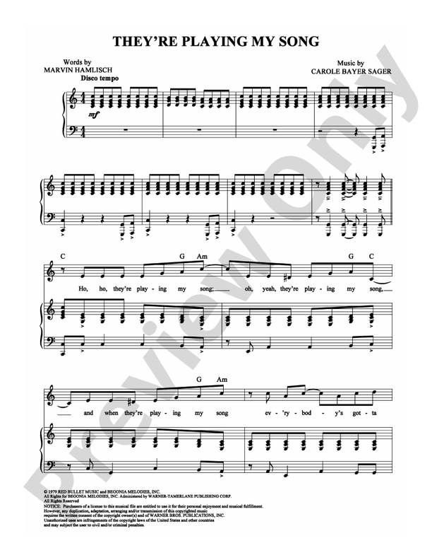 They're Playing My Song: Piano/Vocal/Chords: Carole Bayer Sager ...