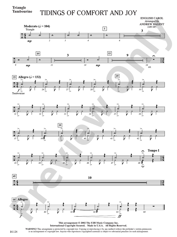 Tidings of Comfort and Joy: Triangle/Tambourine: Triangle/Tambourine ...
