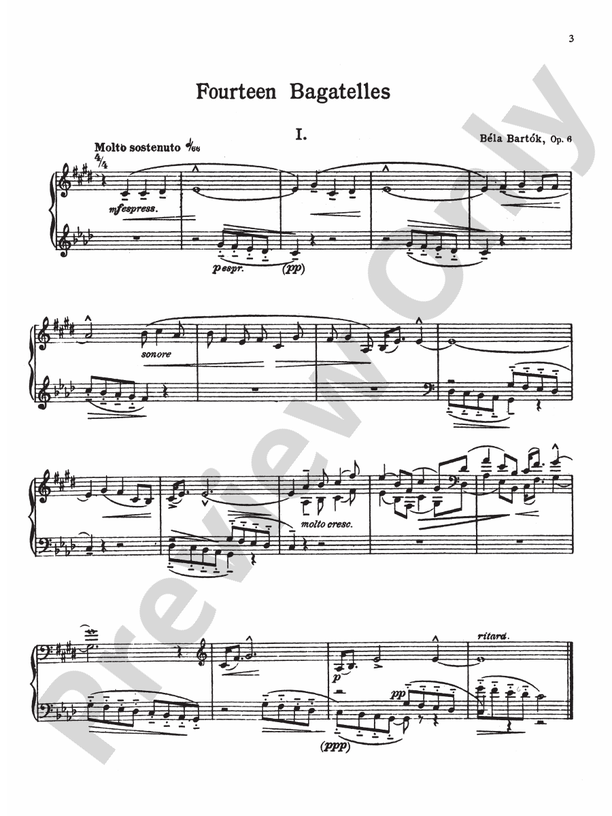 Bartók: 14 Bagatelles, Op. 6: No. 1 Part - Digital Sheet Music Download