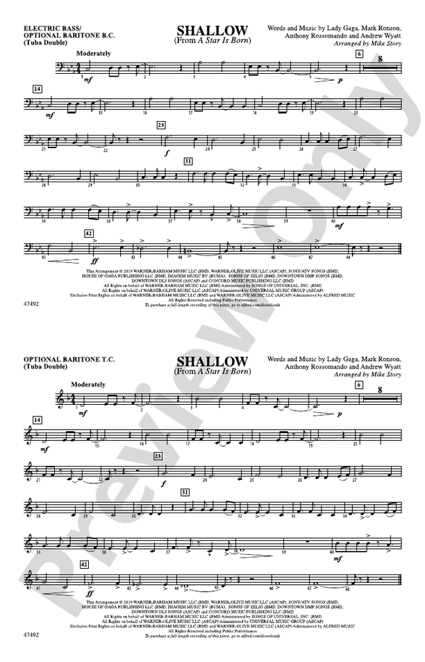 Shallow: Electric Bass: Electric Bass Part - Digital Sheet Music Download