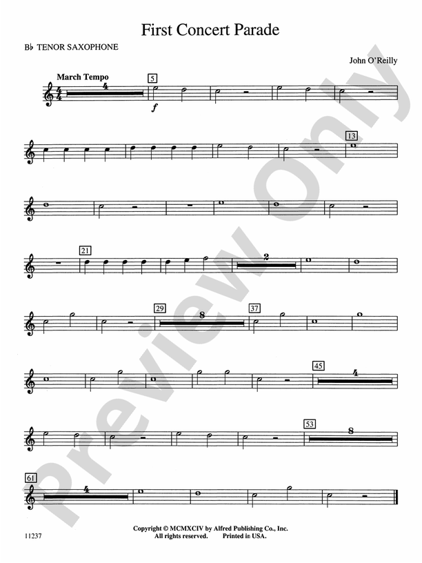 First Concert Parade: B-flat Tenor Saxophone: B-flat Tenor Saxophone ...