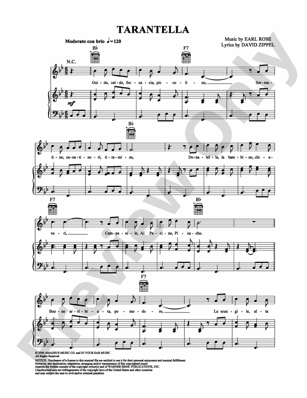 Tarantella: Piano/Vocal/Chords: Earl Rose - Digital Sheet Music Download