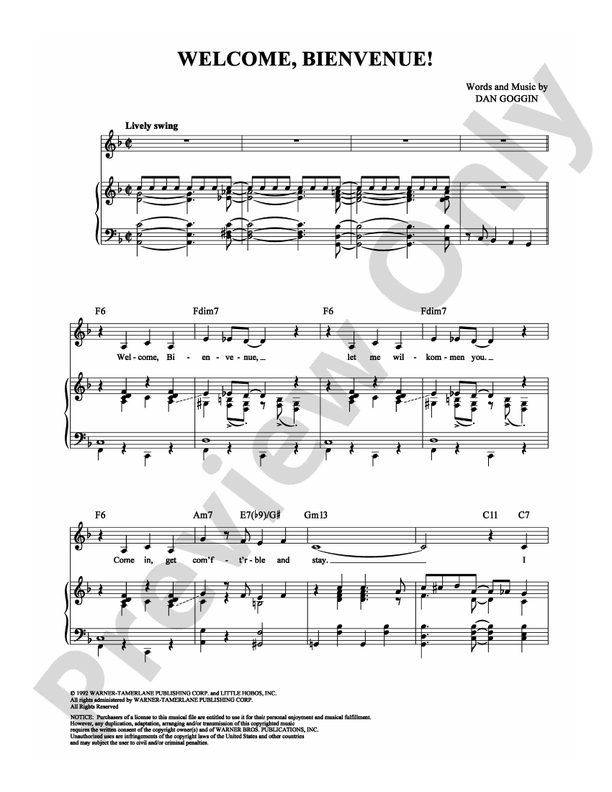 Welcome, Bienvenue!: Piano/Vocal/Chords: Dan Goggin - Digital Sheet Music Download