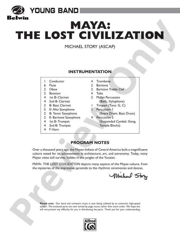 Maya: The Lost Civilization: Score: Concert Band Score - Digital Sheet ...