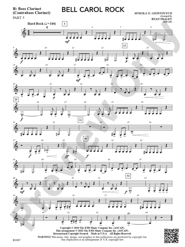 Bell Carol Rock: Part 5 - B-flat Bass Clarinet (Contrabass Clarinet): Part 5 - B-flat Bass ...