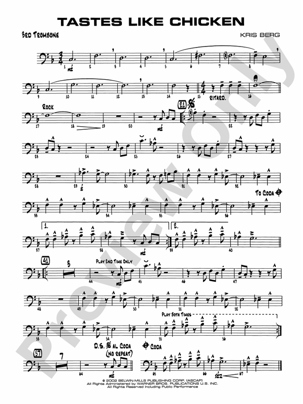 Tastes Like Chicken: 3rd Trombone: 3rd Trombone Part - Digital Sheet ...