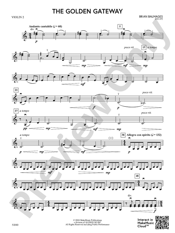 The Golden Gateway: 2nd Violin: 2nd Violin Part - Digital Sheet Music Download