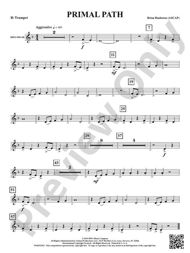 Primal Path: 1st B-flat Trumpet: 1st B-flat Trumpet Part: Brian Bankston - Digital Sheet Music ...