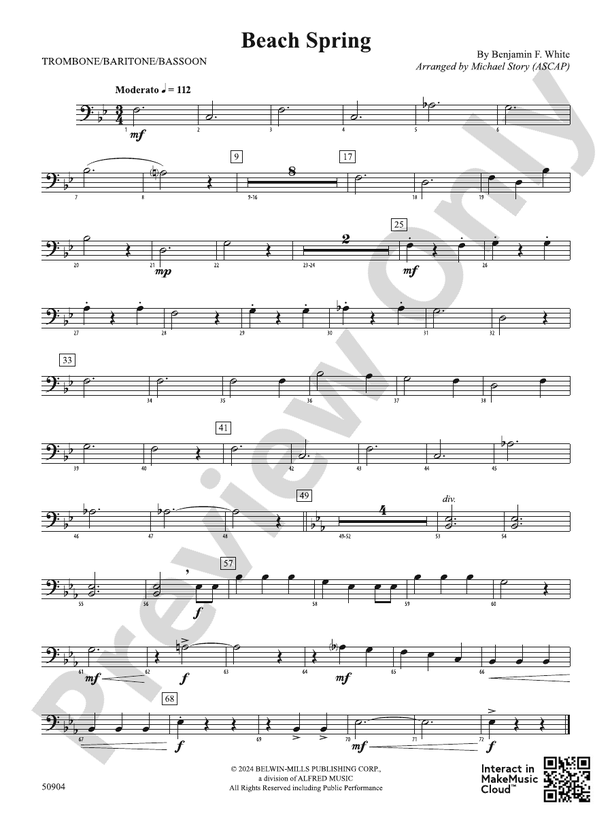 Beach Spring: 1st Trombone: 1st Trombone Part - Digital Sheet Music ...