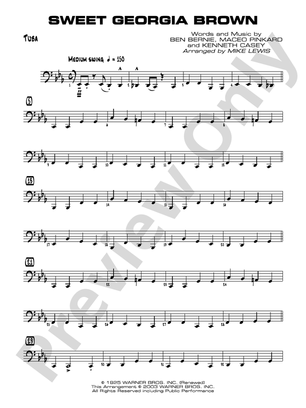 Sweet Georgia Brown: Tuba: Tuba Part - Digital Sheet Music Download