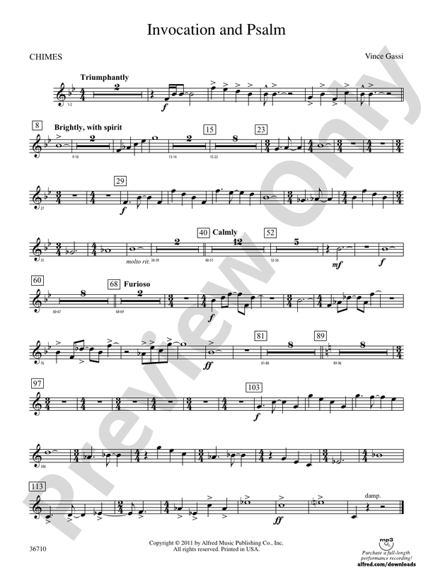 Invocation and Psalm: Chimes: Chimes Part - Digital Sheet Music Download