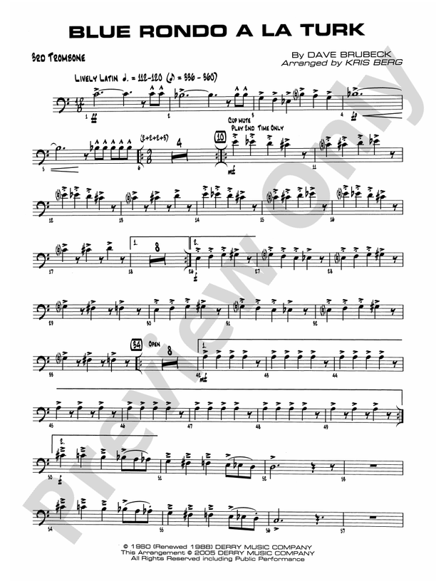 Blue Rondo a la Turk: 3rd Trombone: 3rd Trombone Part - Digital Sheet ...