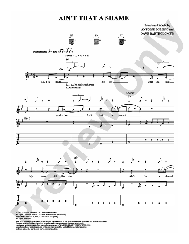 Ain't That a Shame: Easy Guitar: Fats Domino - Digital Sheet Music Download