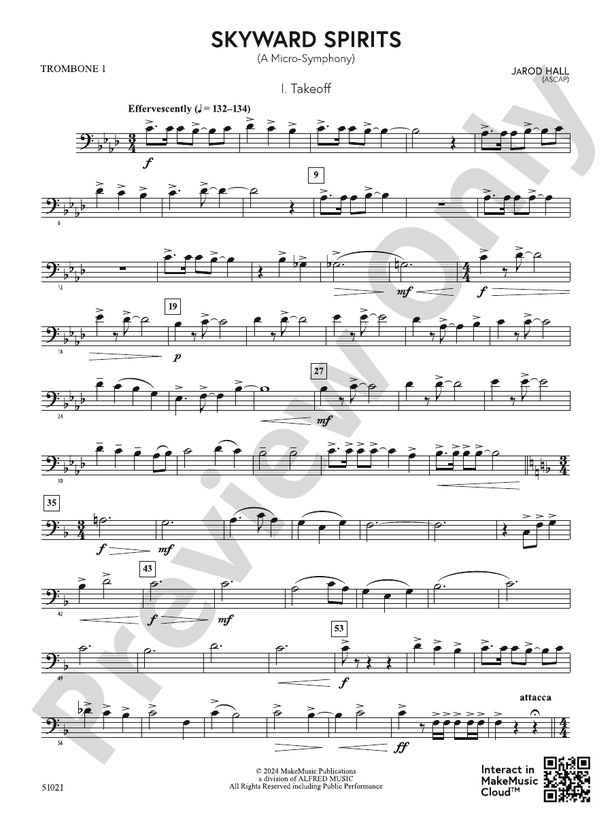 Skyward Spirits: 1st Trombone: 1st Trombone Part - Digital Sheet Music Download