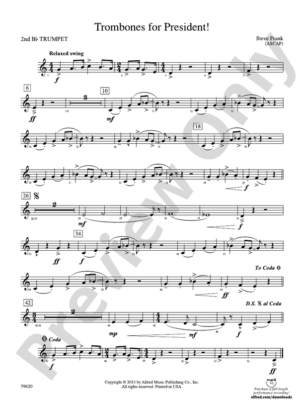 Trombones for President!: 2nd B-flat Trumpet: 2nd B-flat Trumpet Part ...
